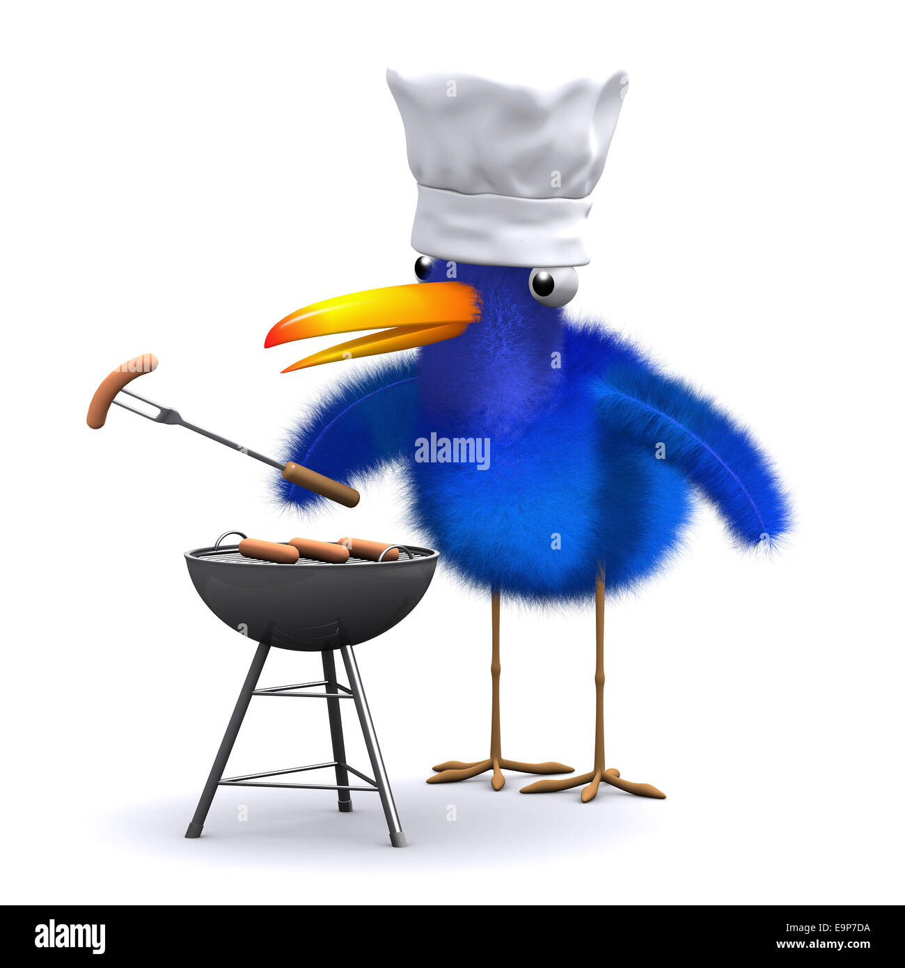 3d render of a bluebird cooking on a barbecue Stock Photo - Alamy