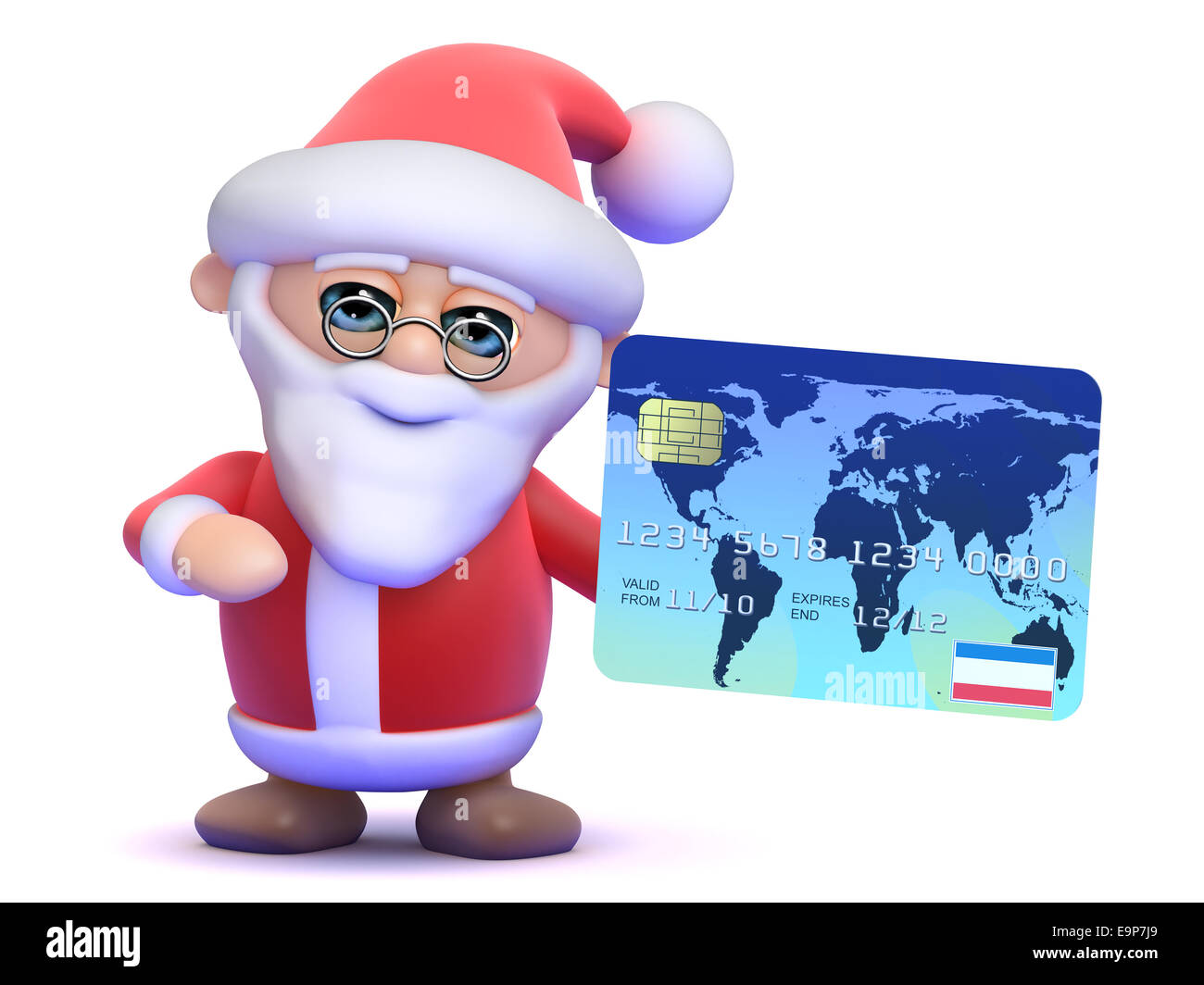 3d render of Santa Claus with a debit card Stock Photo - Alamy