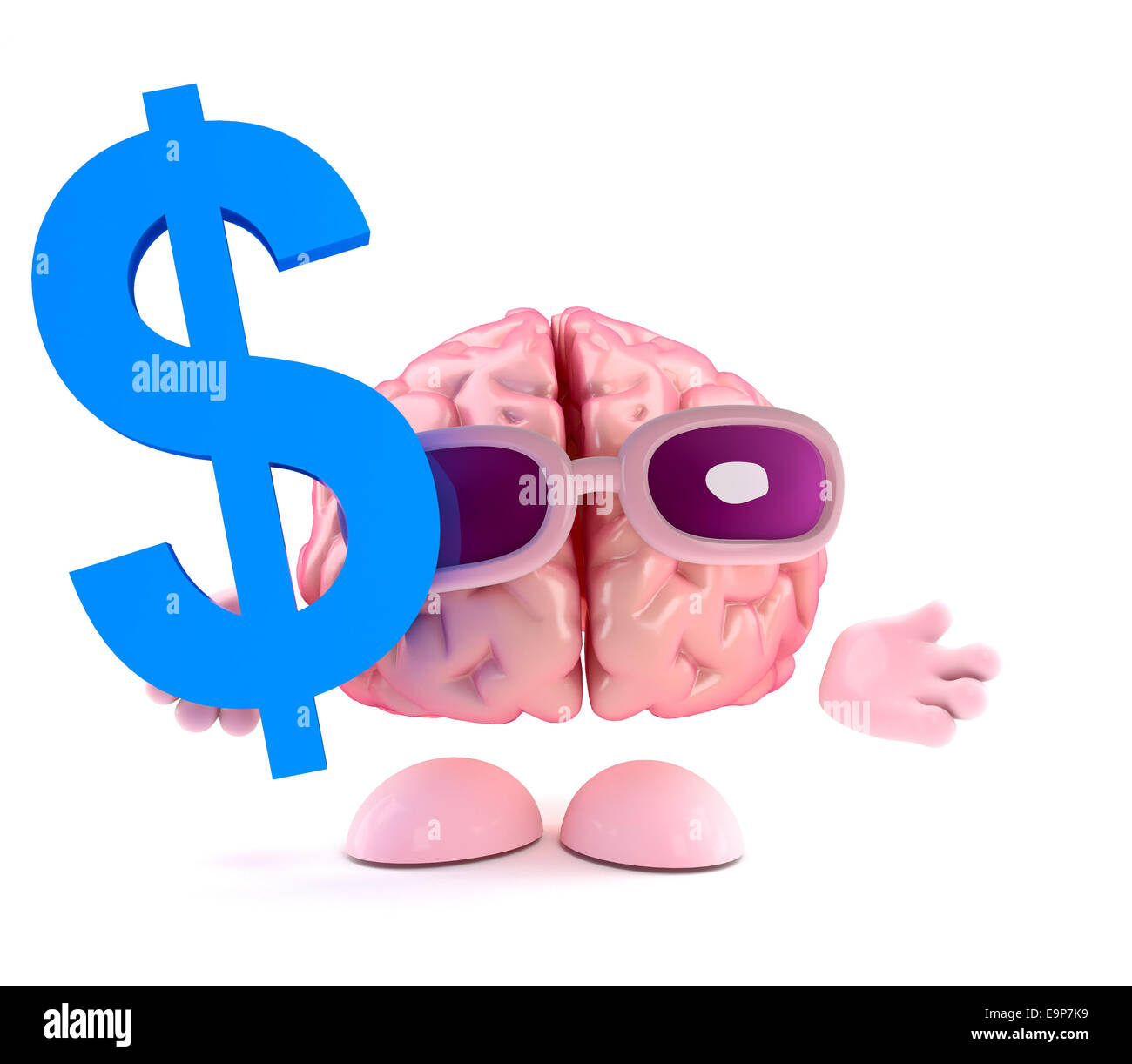 3d render of a brain character holding a US Dollar symbol Stock Photo ...