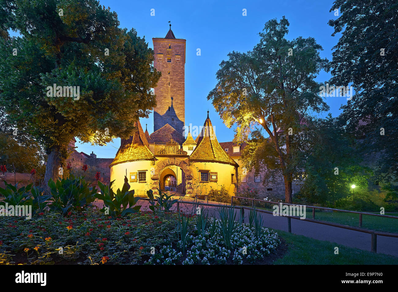 Burgtor gate at Castle Gardens in Rothenburg ob der Tauber, Bavaria ...