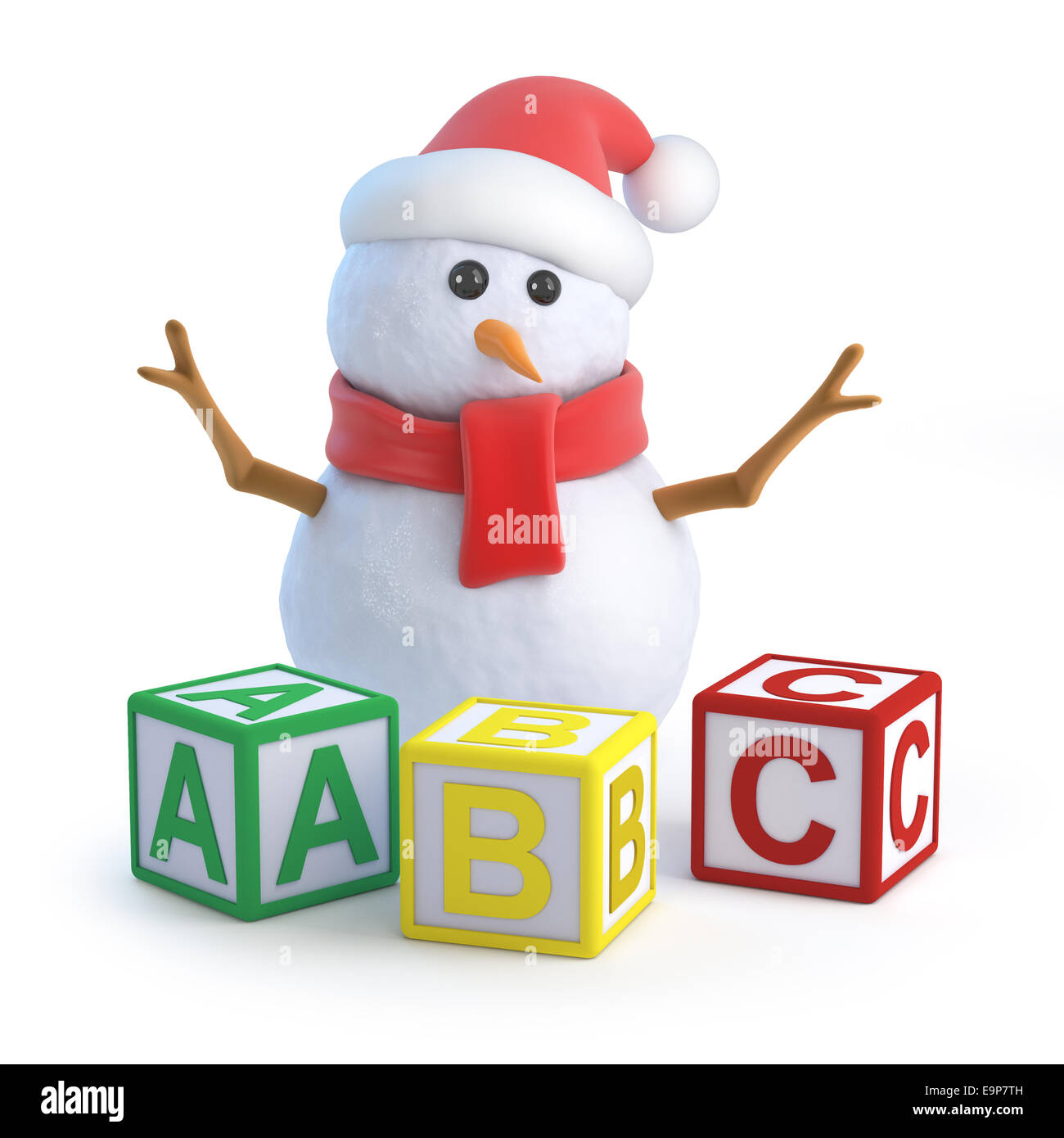3d render of a snowman with alphabet blocks Stock Photo - Alamy