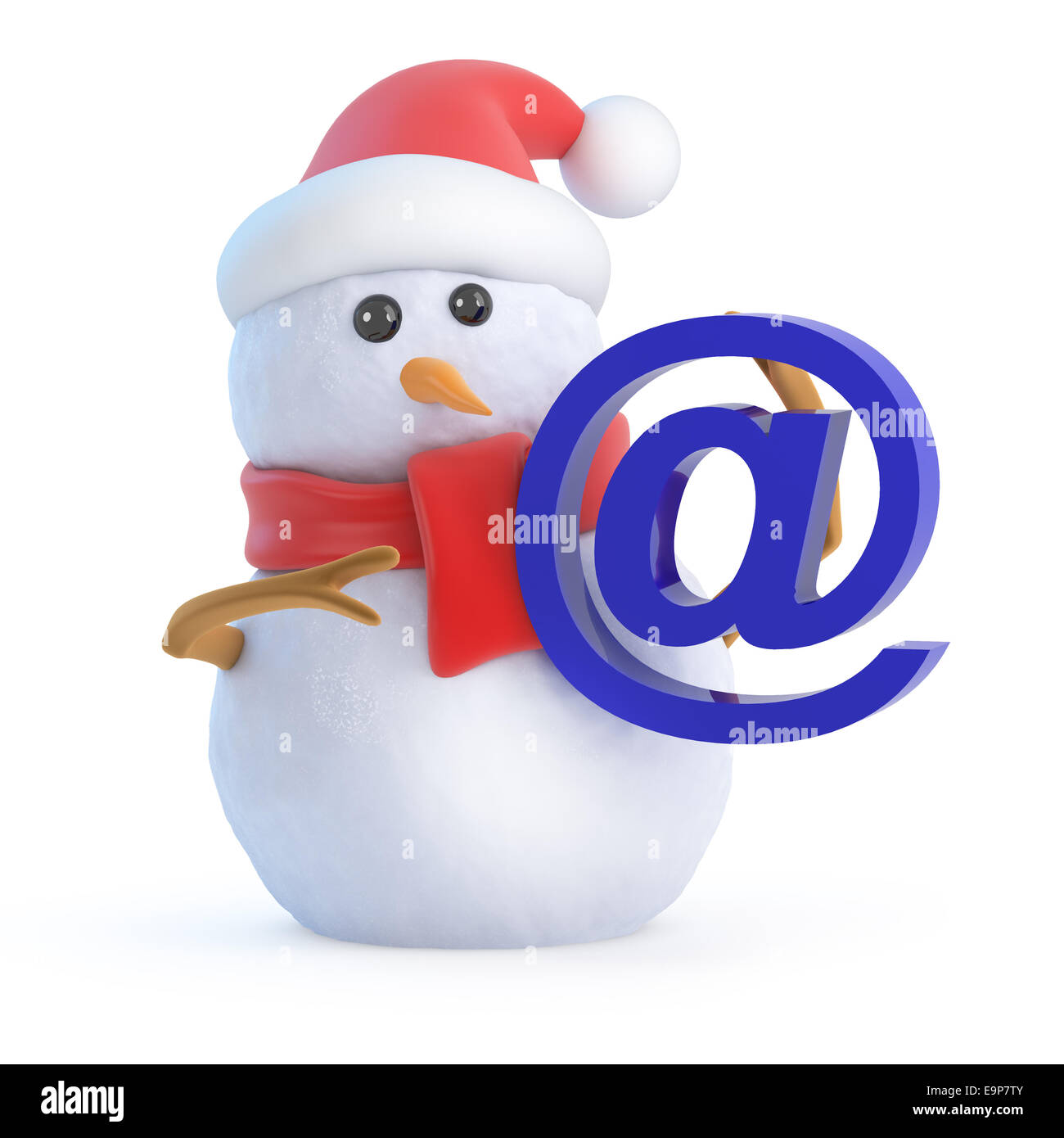 3d render of a snowman with an email address symbol Stock Photo - Alamy