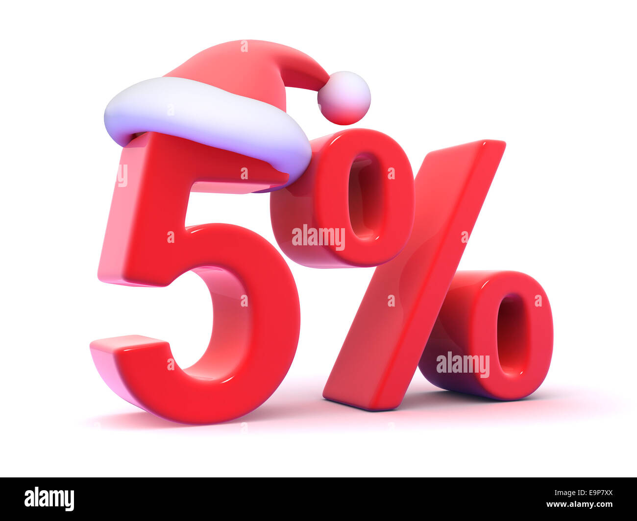 3d render of a 5 percent symbol wearing a Santa hat Stock Photo - Alamy