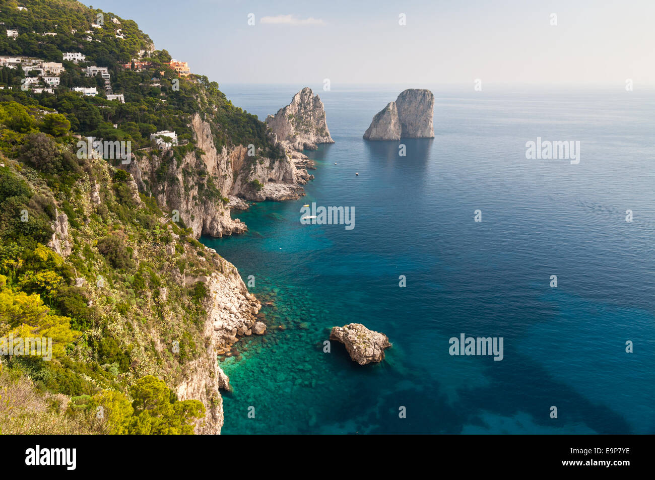 beautiful view of Capri, Faraglioni and blue sea Stock Photo - Alamy