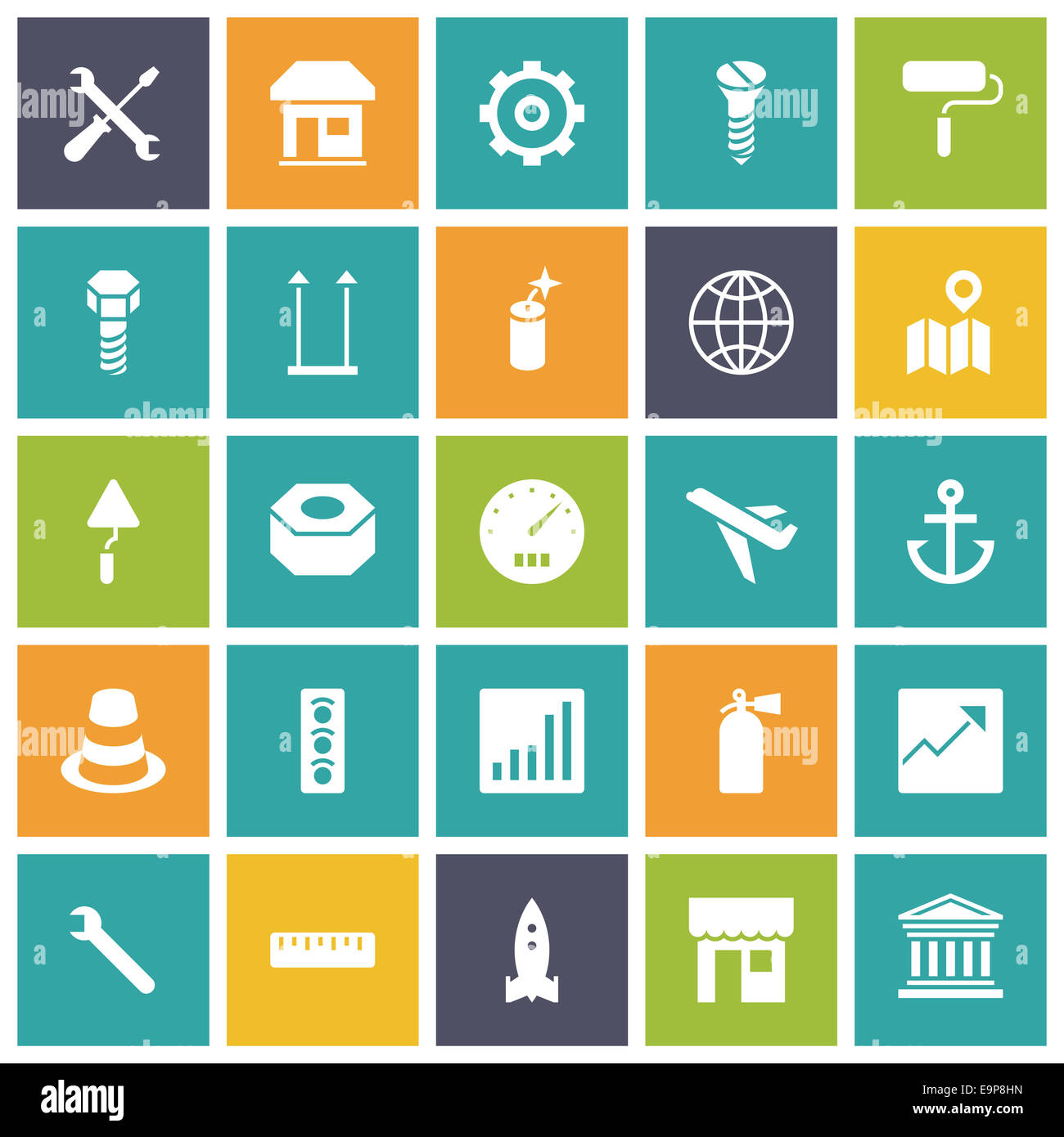 Flat design icons for industrial Stock Photo - Alamy