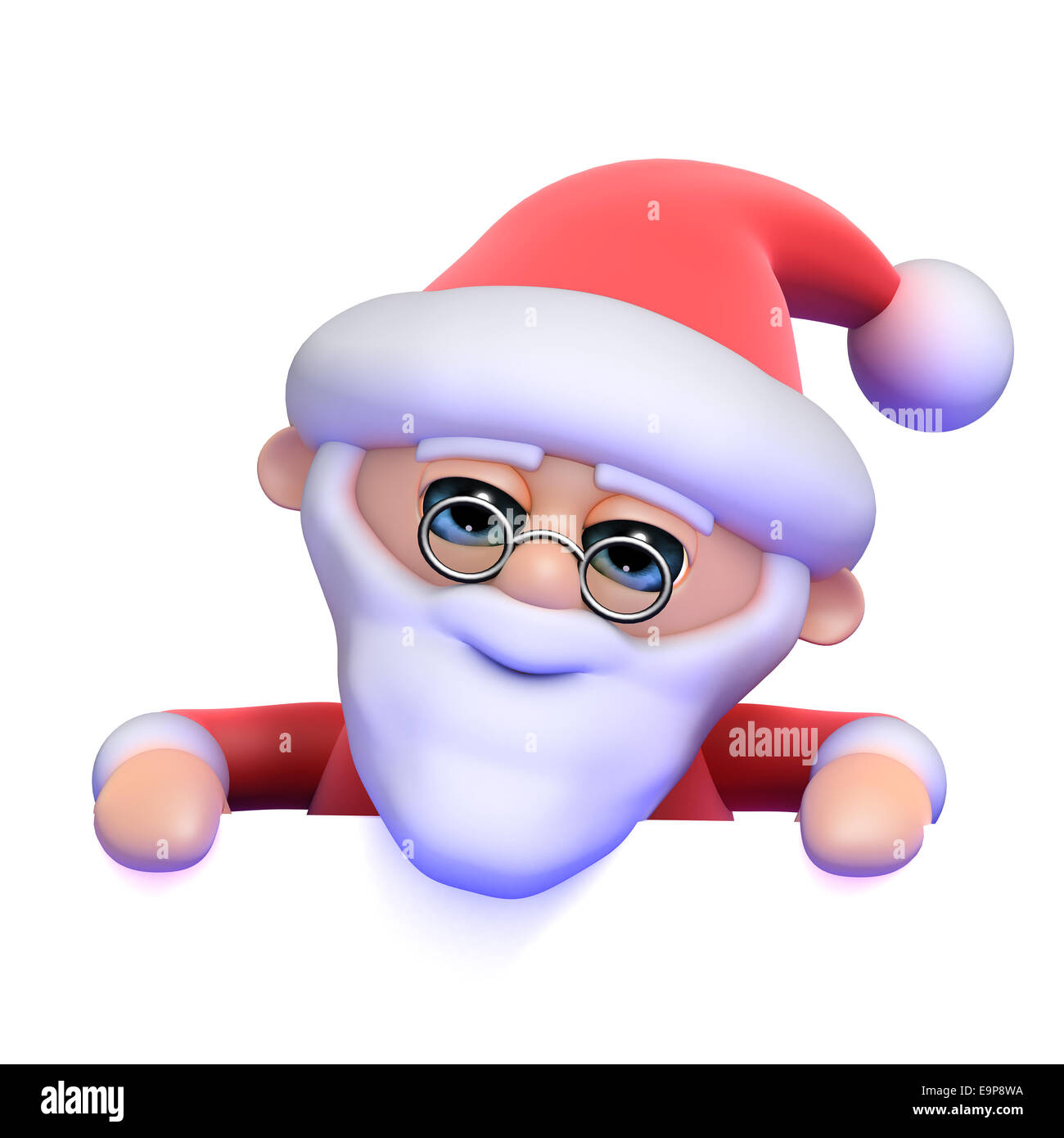 3d Santa Claus peeps over the top Stock Photo - Alamy