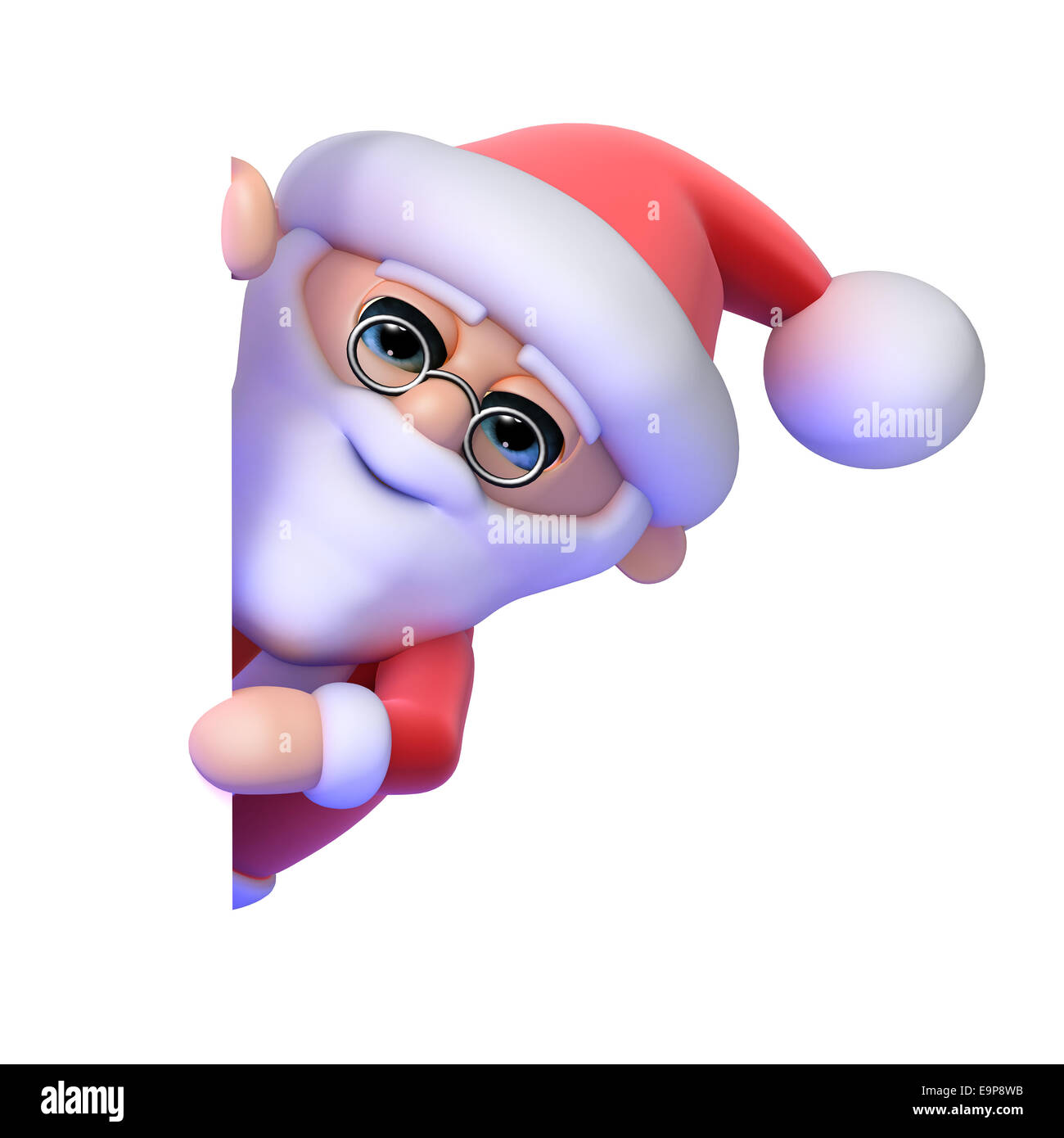 3d Santa Claus peeps round the corner Stock Photo - Alamy