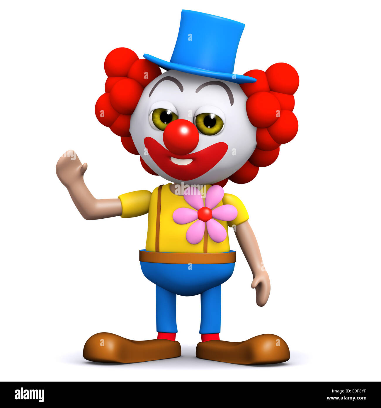 3d Funny clown character waves a happy hello Stock Photo - Alamy