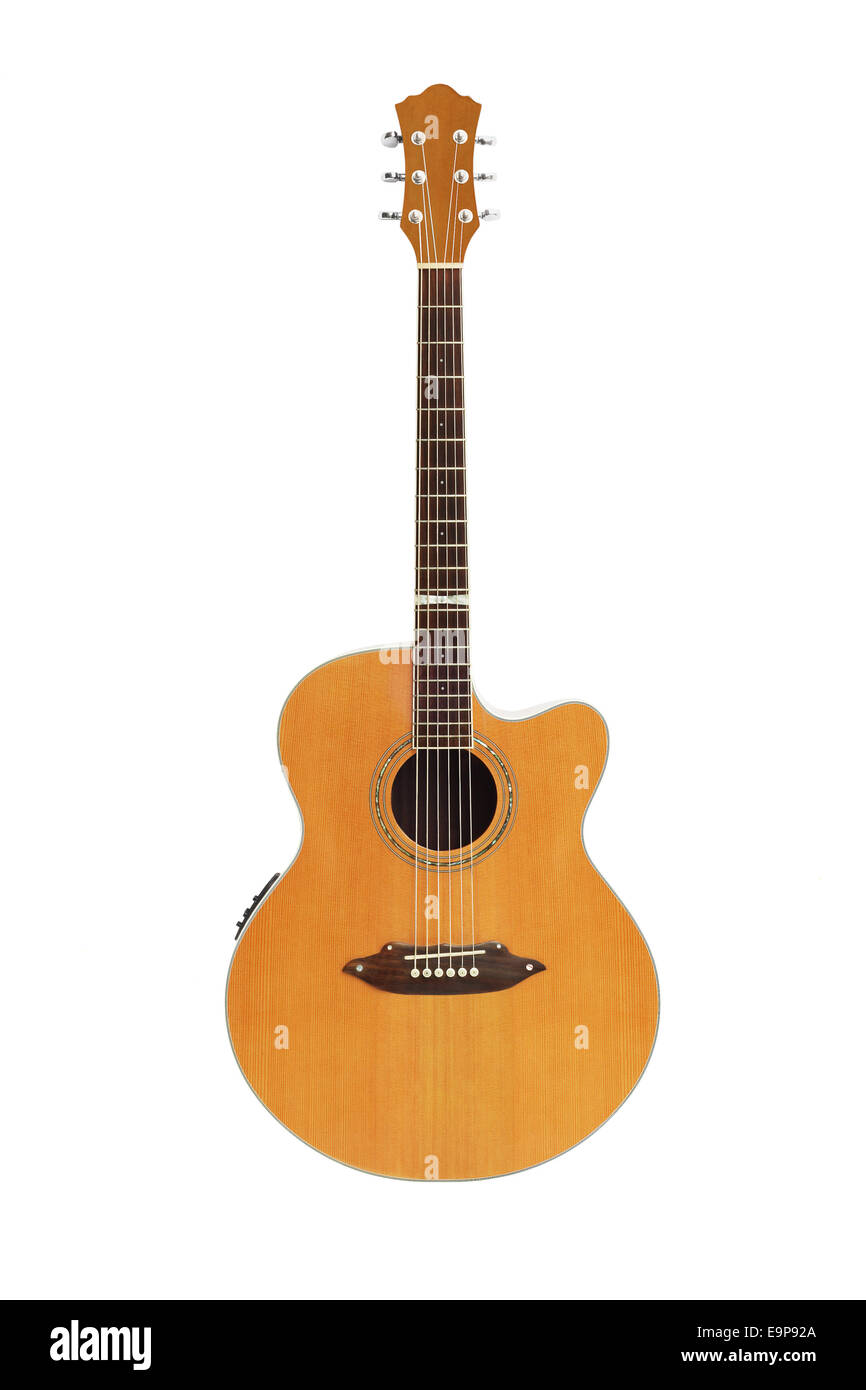 Acoustic Guitar Isolated On White Background Stock Photo - Alamy