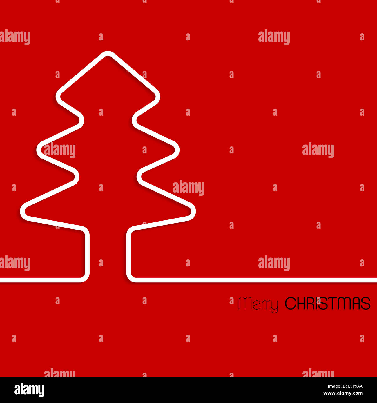 Simple christmas greeting card design with white line tree Stock Photo ...
