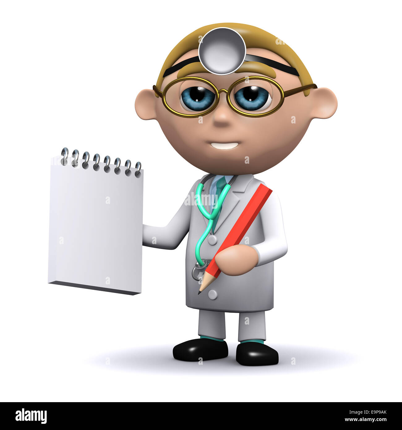 3d Doctor with notepad and pencil Stock Photo - Alamy
