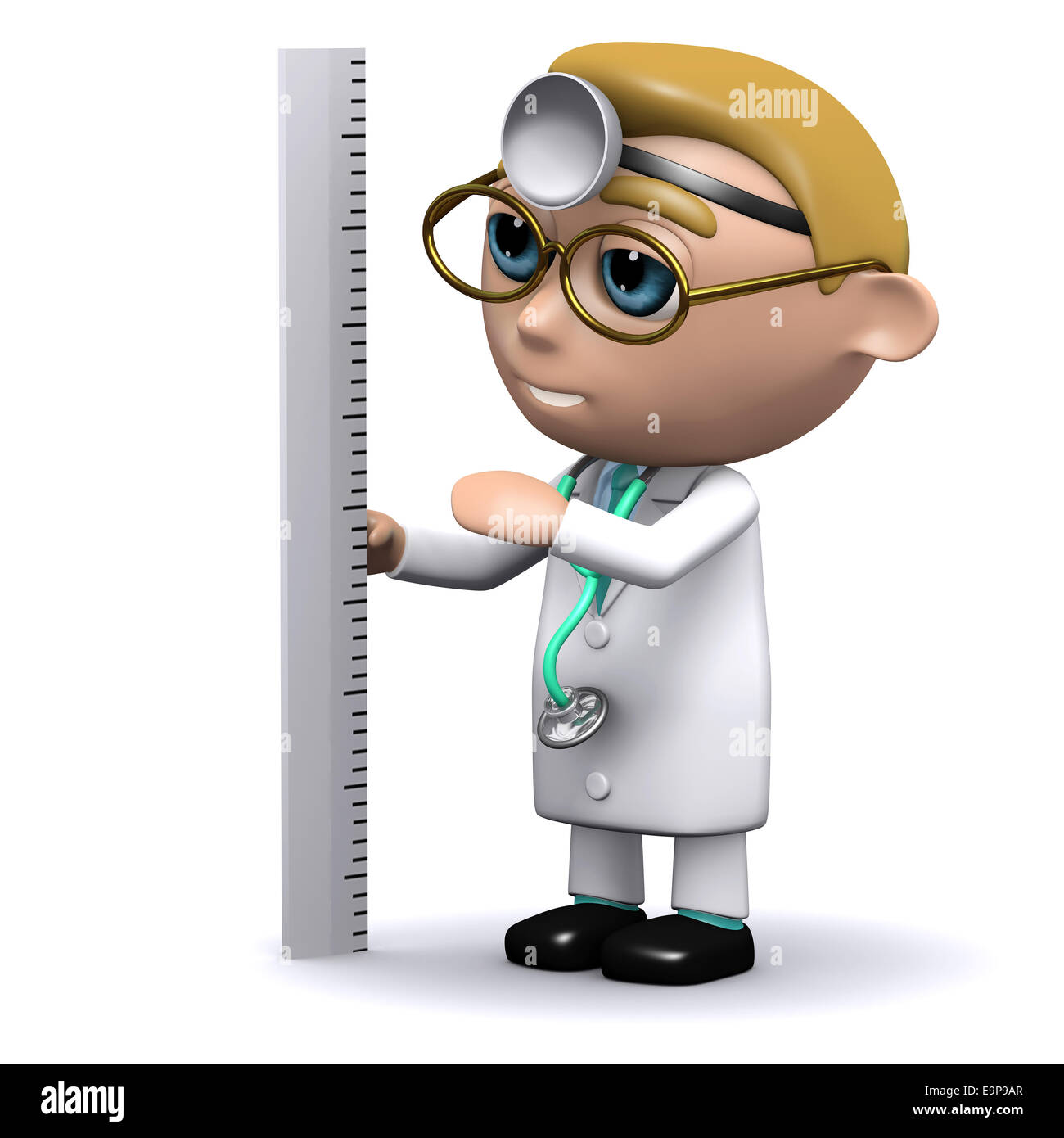 3d Doctor measures with a ruler Stock Photo - Alamy