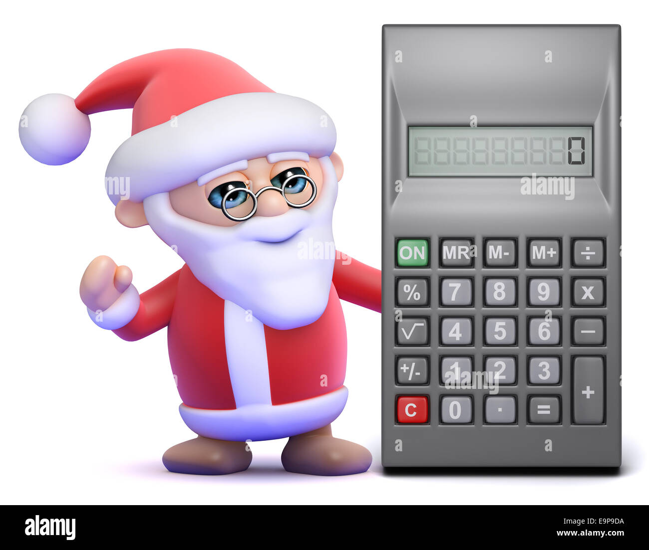 3d Santa Claus with calculator Stock Photo - Alamy