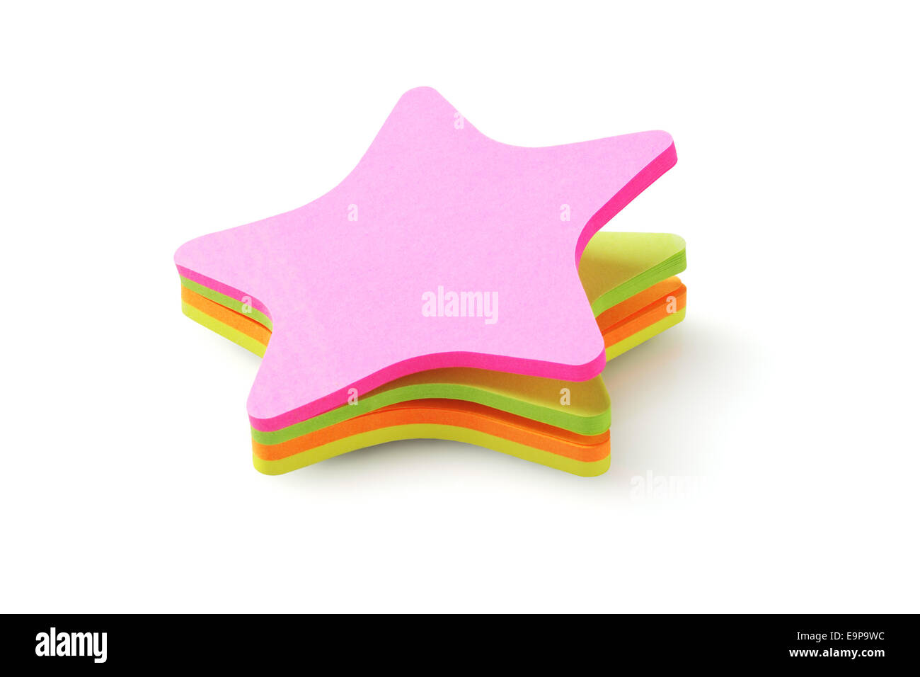 Stacks Of Star Shape Colourful Paper Stickers On White Background Stock ...