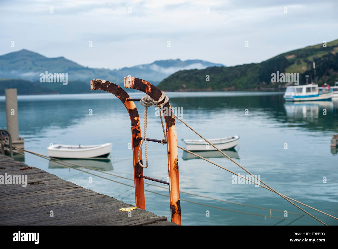 Wharf ladder, Akaroa harbour Stock Photo - Alamy