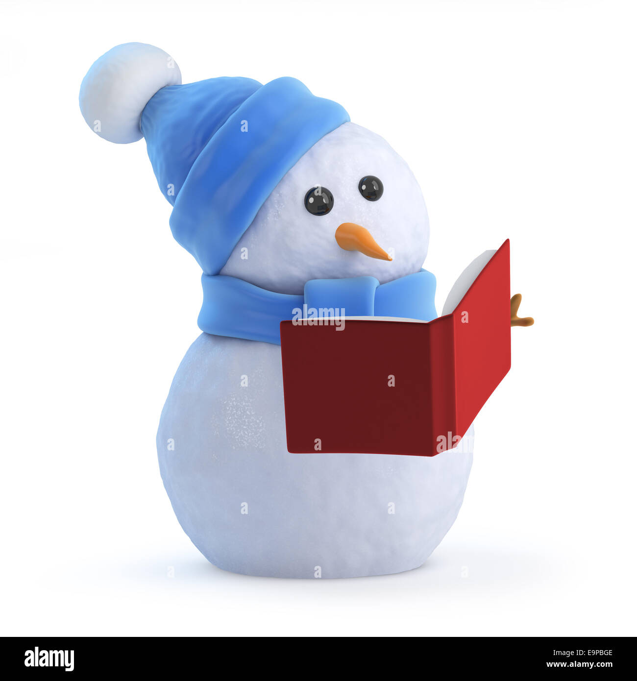 3d Snowman is reading a book Stock Photo - Alamy