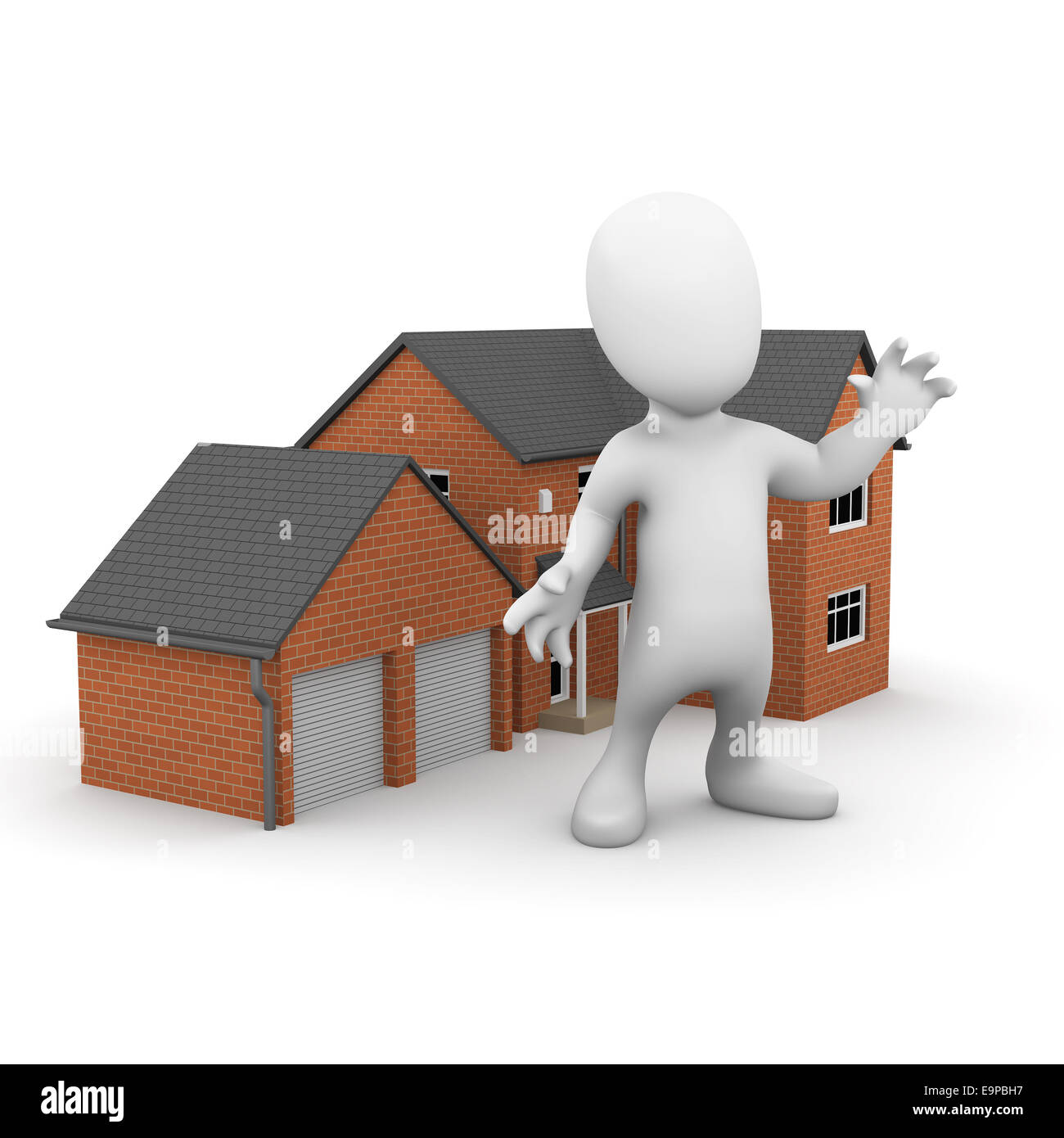 3d render of a little person standing outside a house Stock Photo - Alamy
