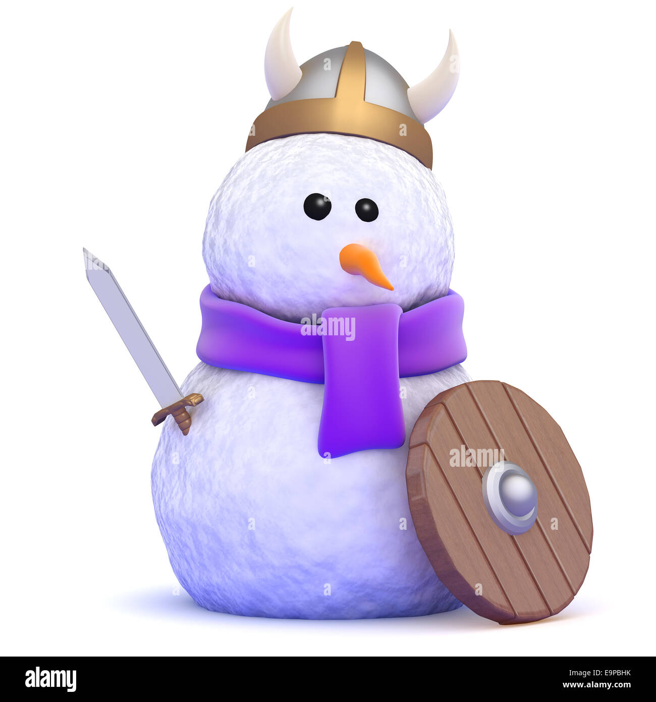 3d render of a snowman dressed as a mighty viking warrior Stock Photo ...