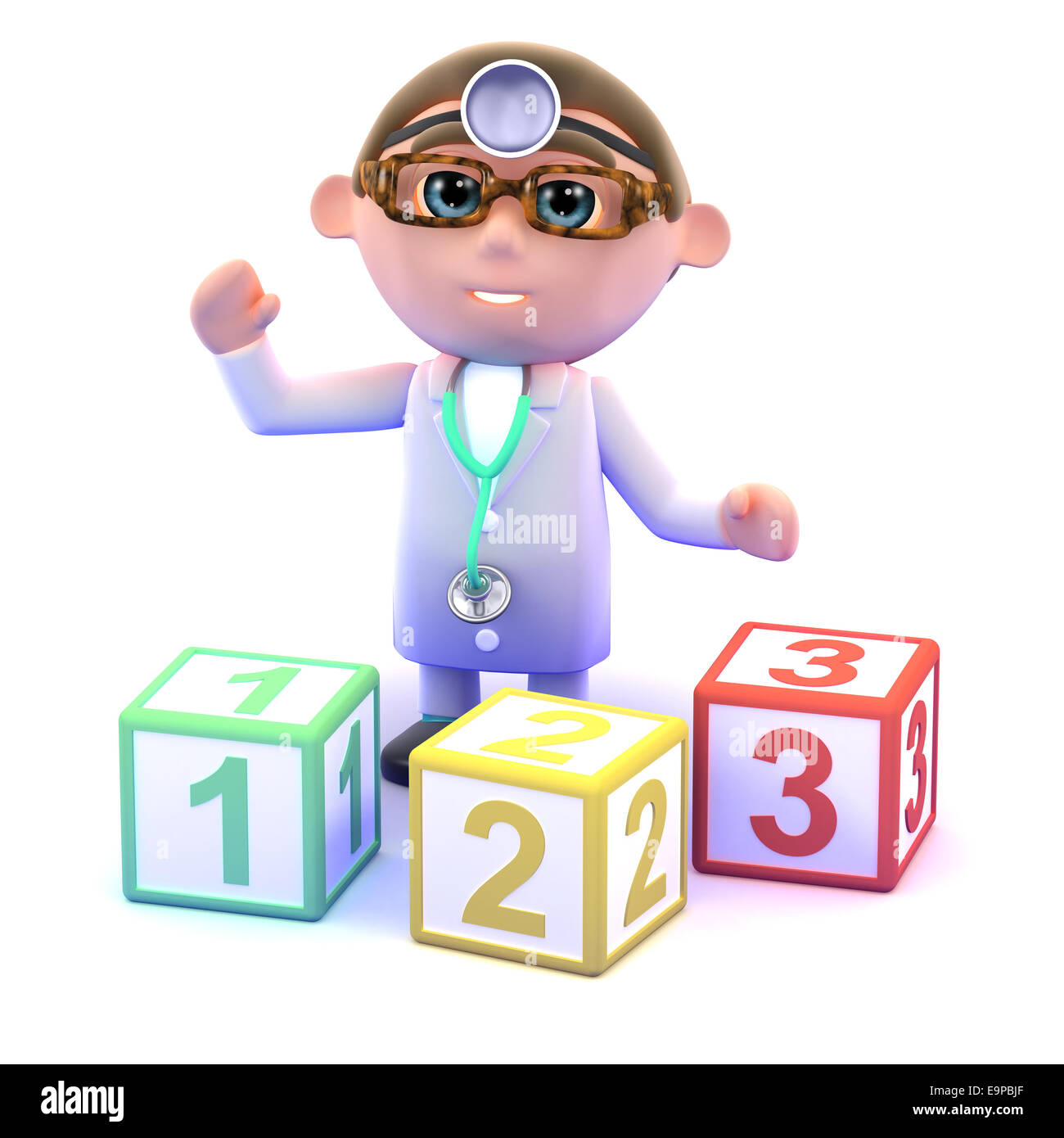 3d render of a doctor with wooden number blocks Stock Photo - Alamy