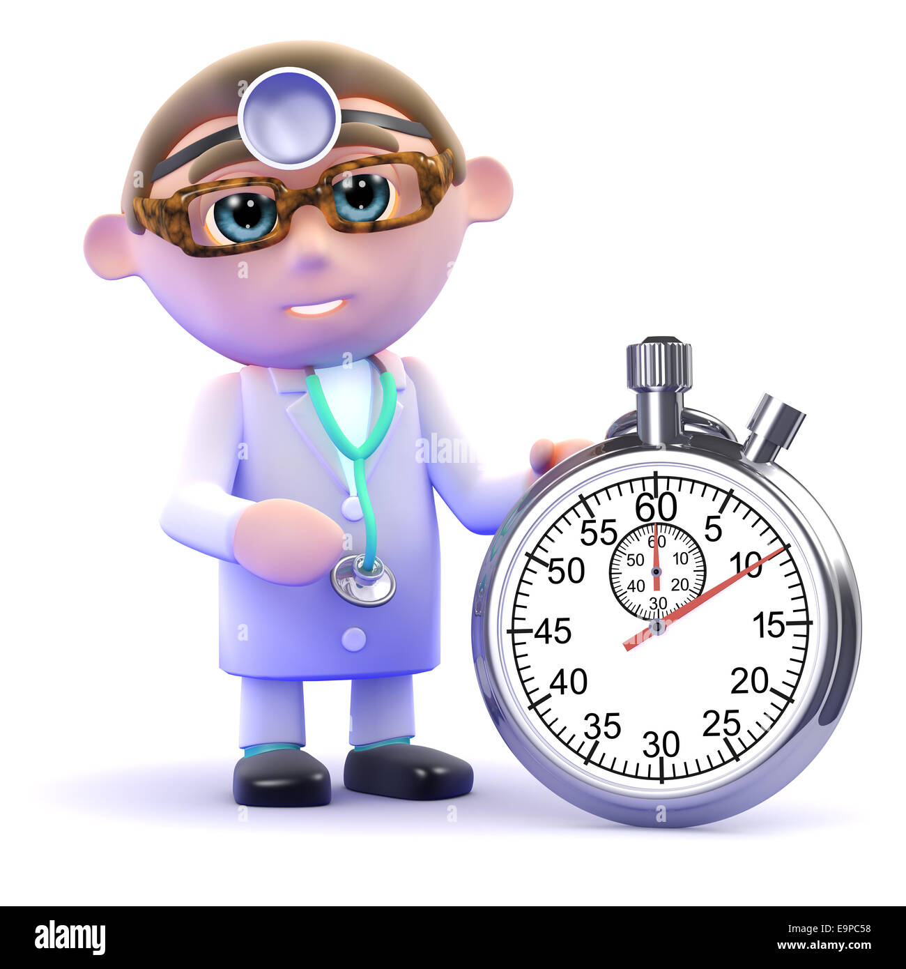 3d render of a doctor with a stopwatch Stock Photo - Alamy