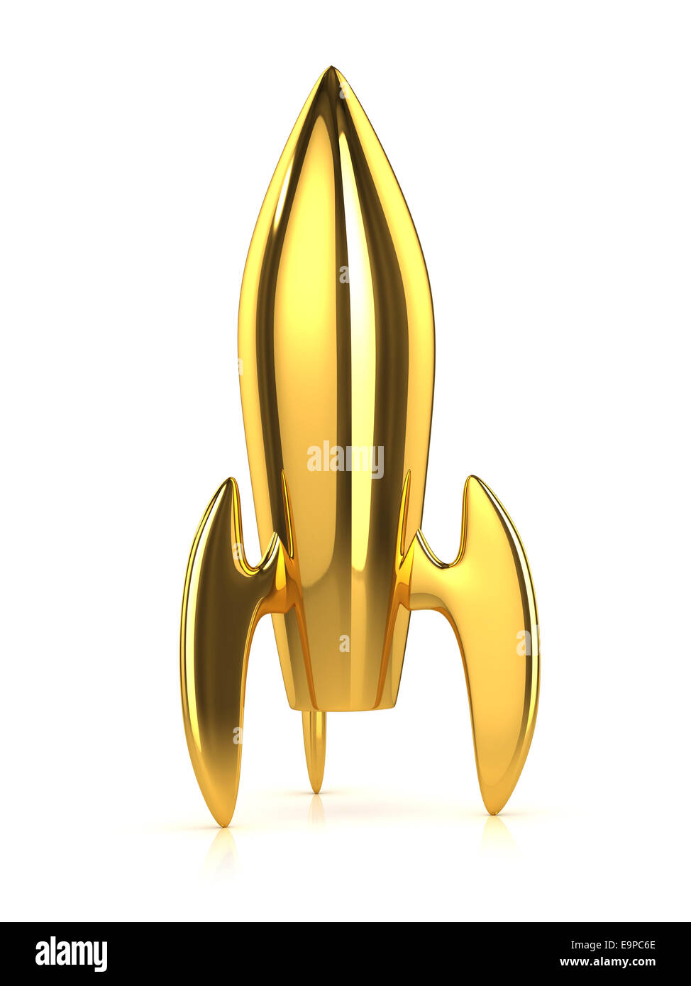 3d render of a retro styled gold rocket Stock Photo - Alamy