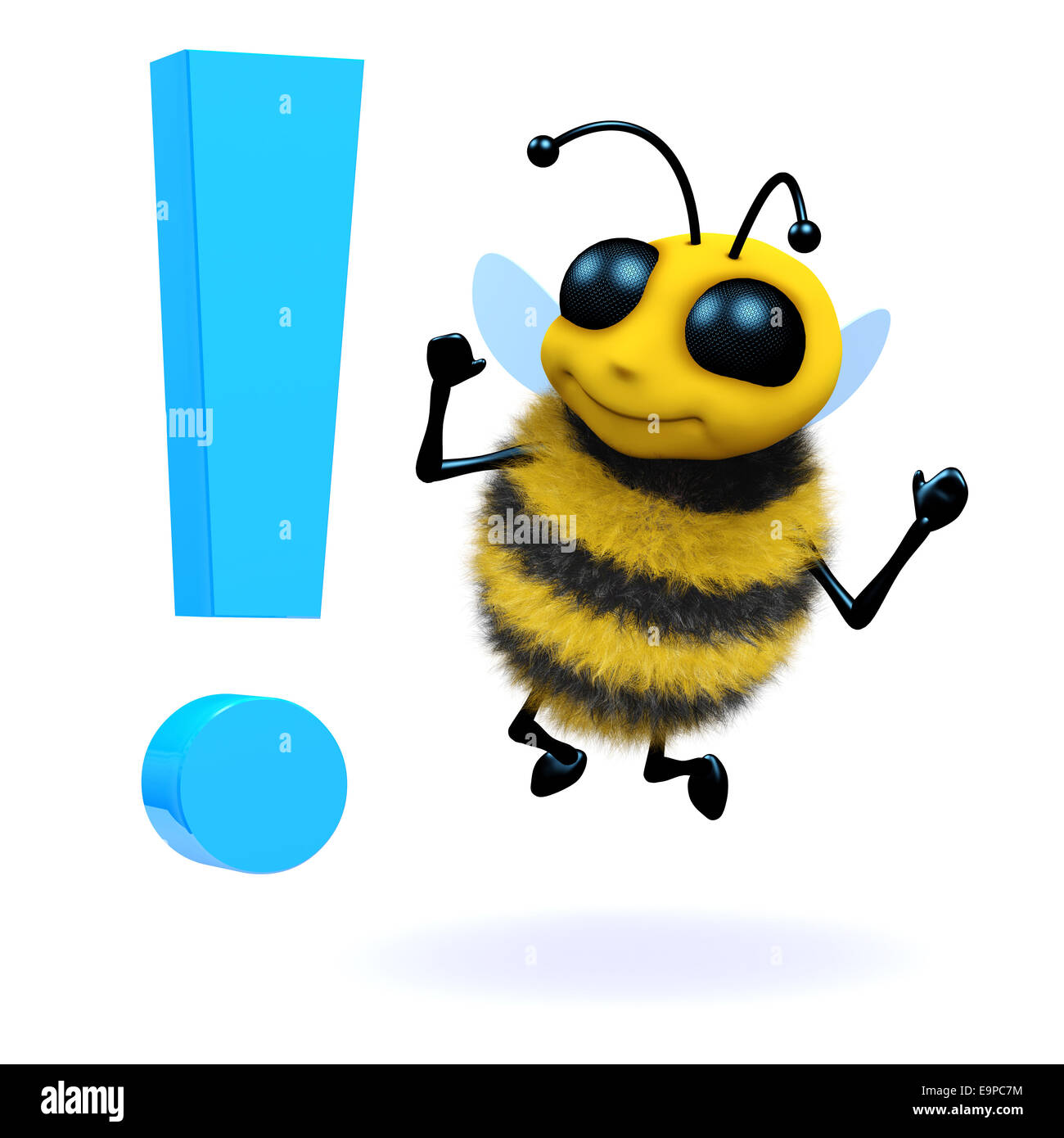 3d render of a bee with giant exclamation mark Stock Photo - Alamy