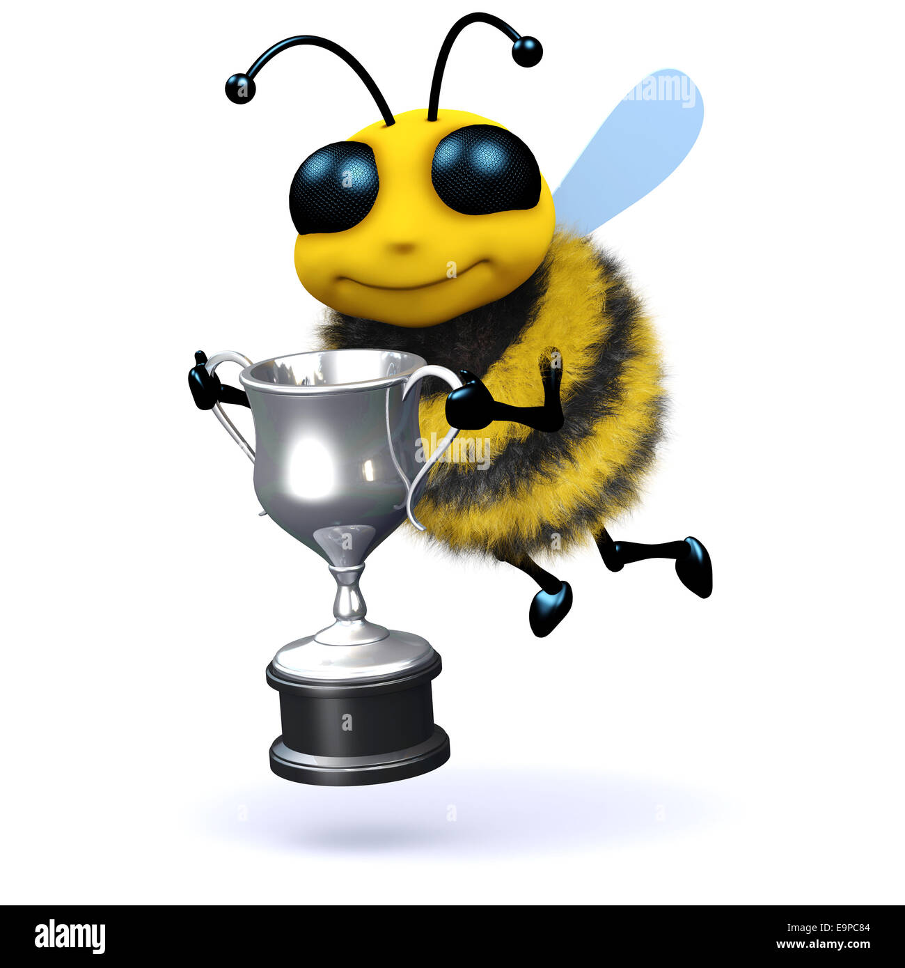 3d render of a bee holding a silver trophy Stock Photo - Alamy