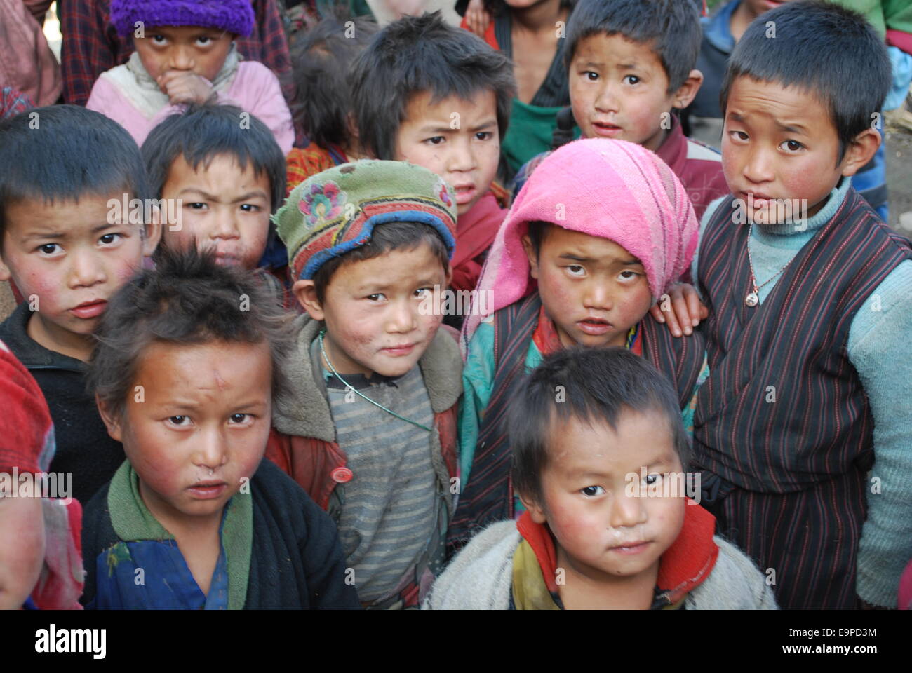 Himalayan children in a Tibetan village Stock Photo - Alamy