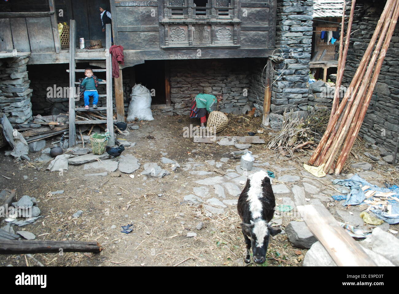 A boy and mother in a Tibetan/Tamang village Stock Photo - Alamy