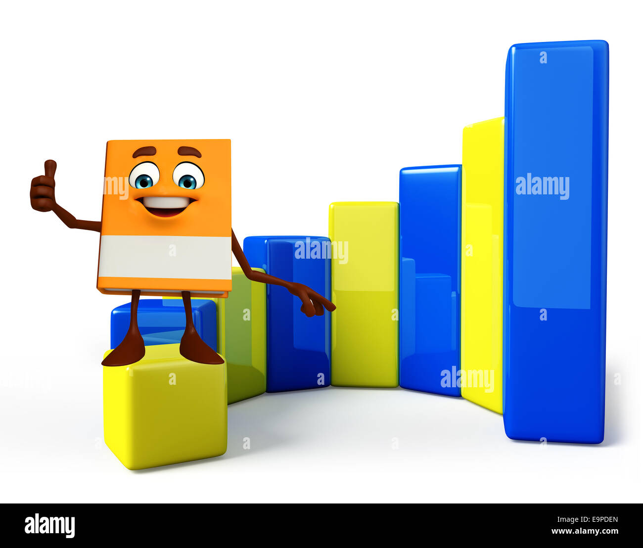 Cartoon Character of Book with business graph Stock Photo - Alamy