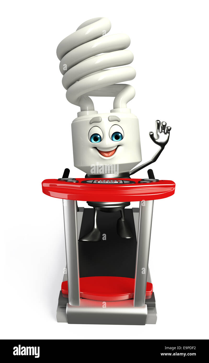 Cartoon Character of CFL with walking machine Stock Photo - Alamy