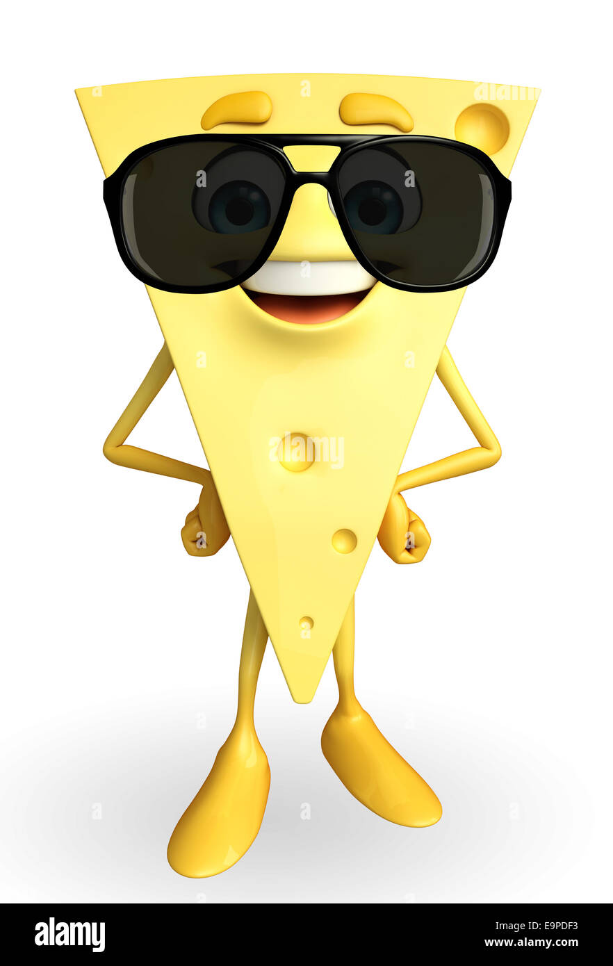 Cartoon Character of Cheese with goggle Stock Photo - Alamy