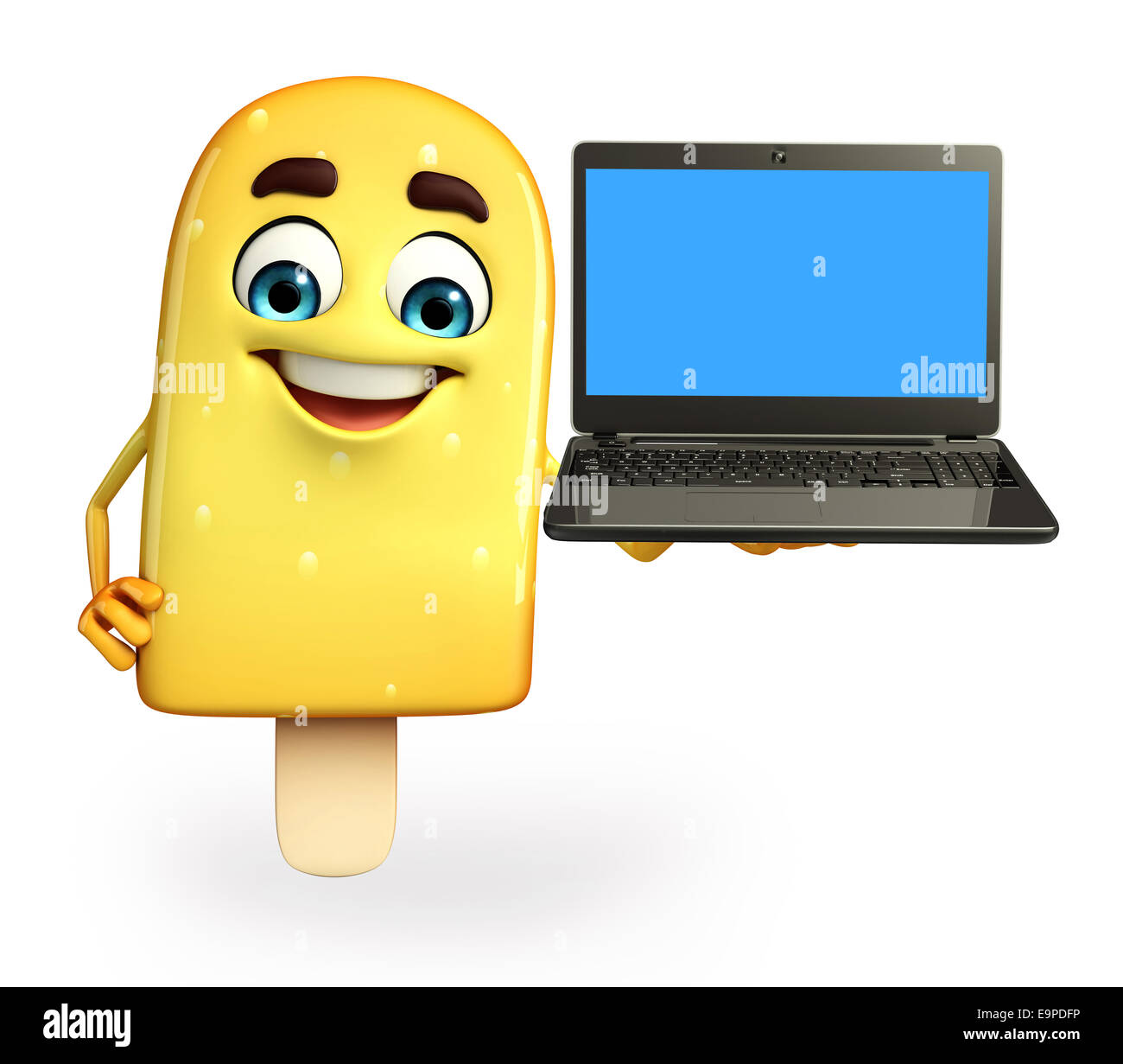 Cartoon Character of Candy with Laptop Stock Photo - Alamy