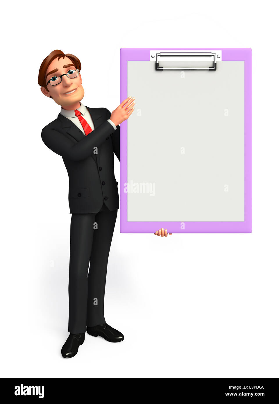 Illustration of Young Business Man with notepad Stock Photo - Alamy