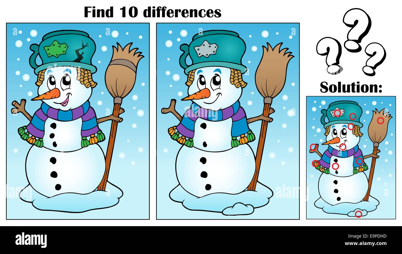 Find differences theme with snowman - picture illustration Stock Photo ...