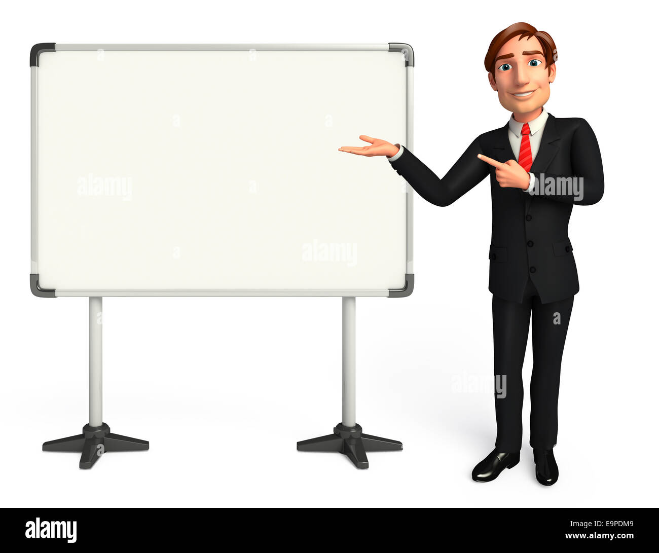 Illustration of Young Business Man with display board Stock Photo - Alamy