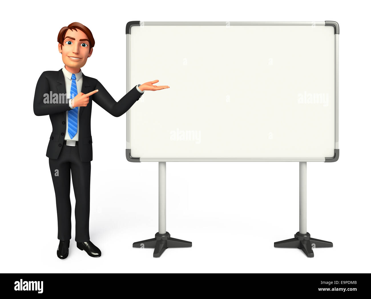 Illustration of Young Business Man with display board Stock Photo - Alamy