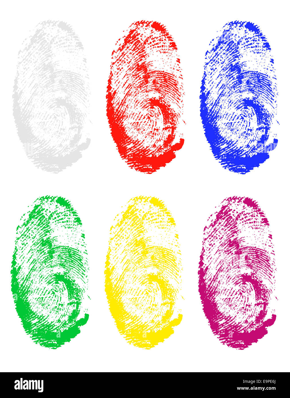 fingerprint of different colors illustration isolated on gray ...