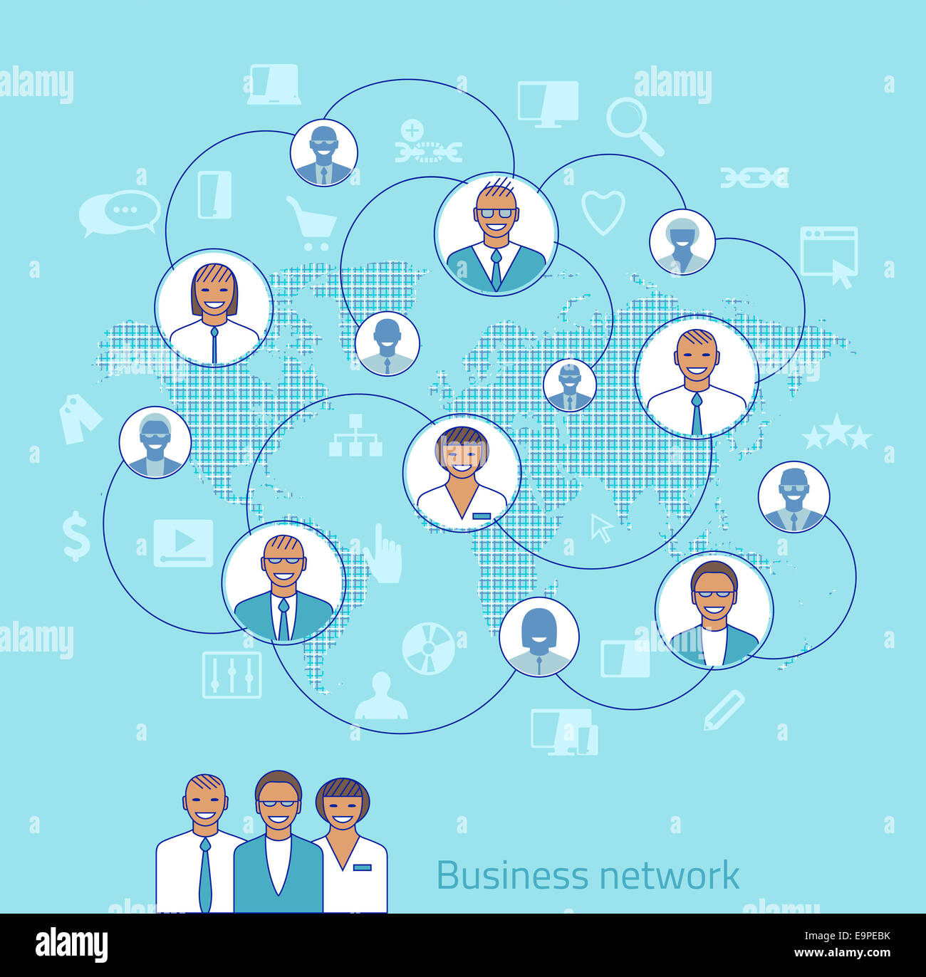 Business network. Concept illustration of management, organization and ...