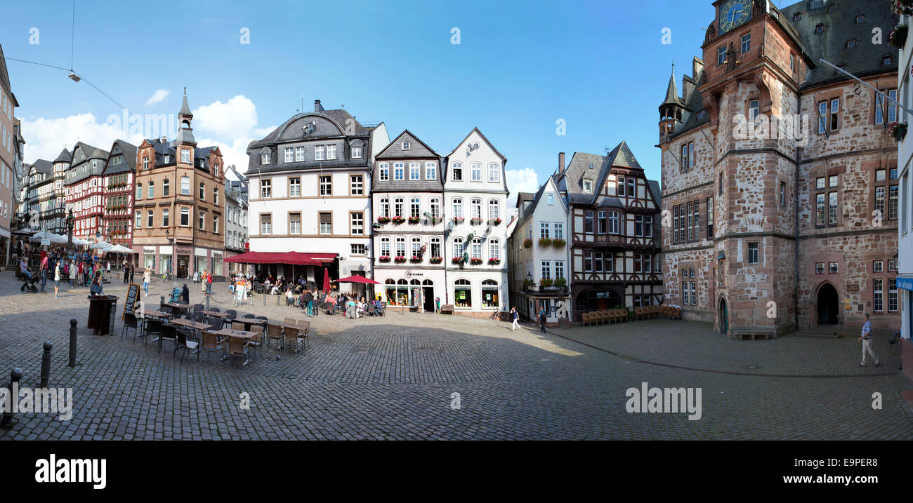 Historic Town Hall, market square, historic centre, Marburg, Hesse ...
