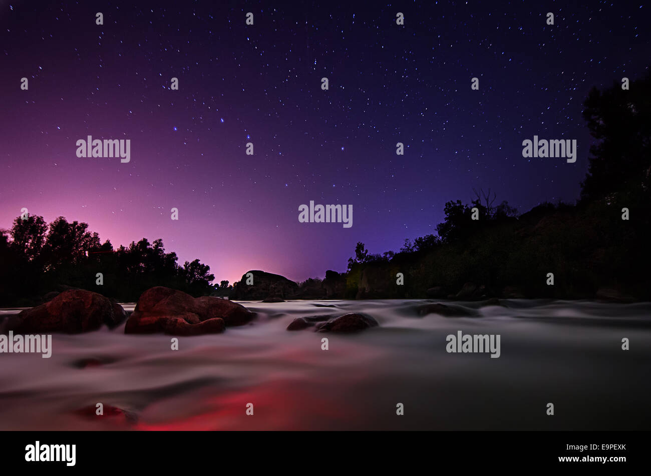 Star sky with river Stock Photo - Alamy