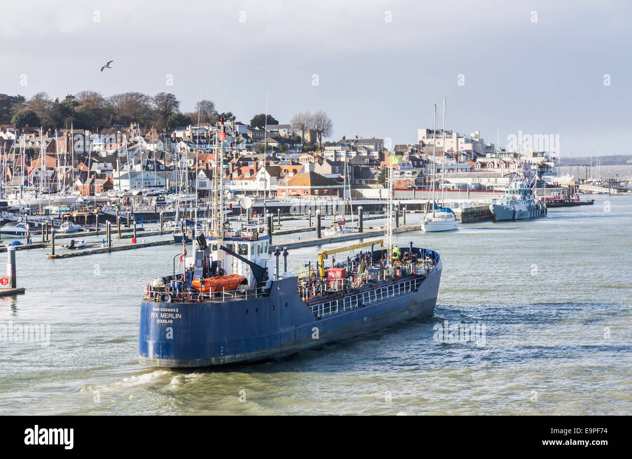 Rix Merlin, an oil tanker, leaving the harbour and passing the ...