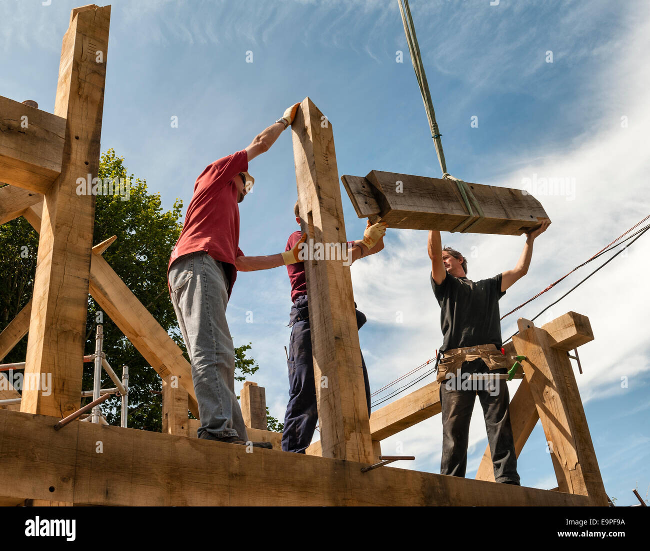 Building a traditional oak timber framed house, Herefordshire, UK Stock ...