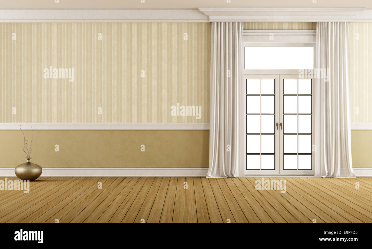 Classic living room with closed window - 3D Rendering Stock Photo - Alamy