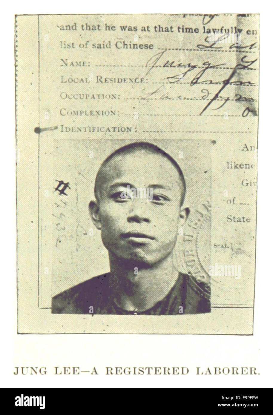 This 1898 illustration by Beck depicts Jung Lee, a registered laborer ...
