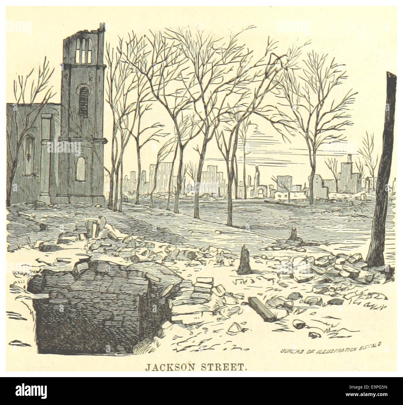 This 1871 illustration by Colbert shows Jackson Street, likely in a mid ...