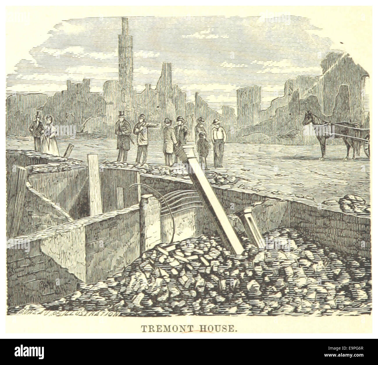 An 1871 illustration from Colbert’s work showing the Tremont House, a ...