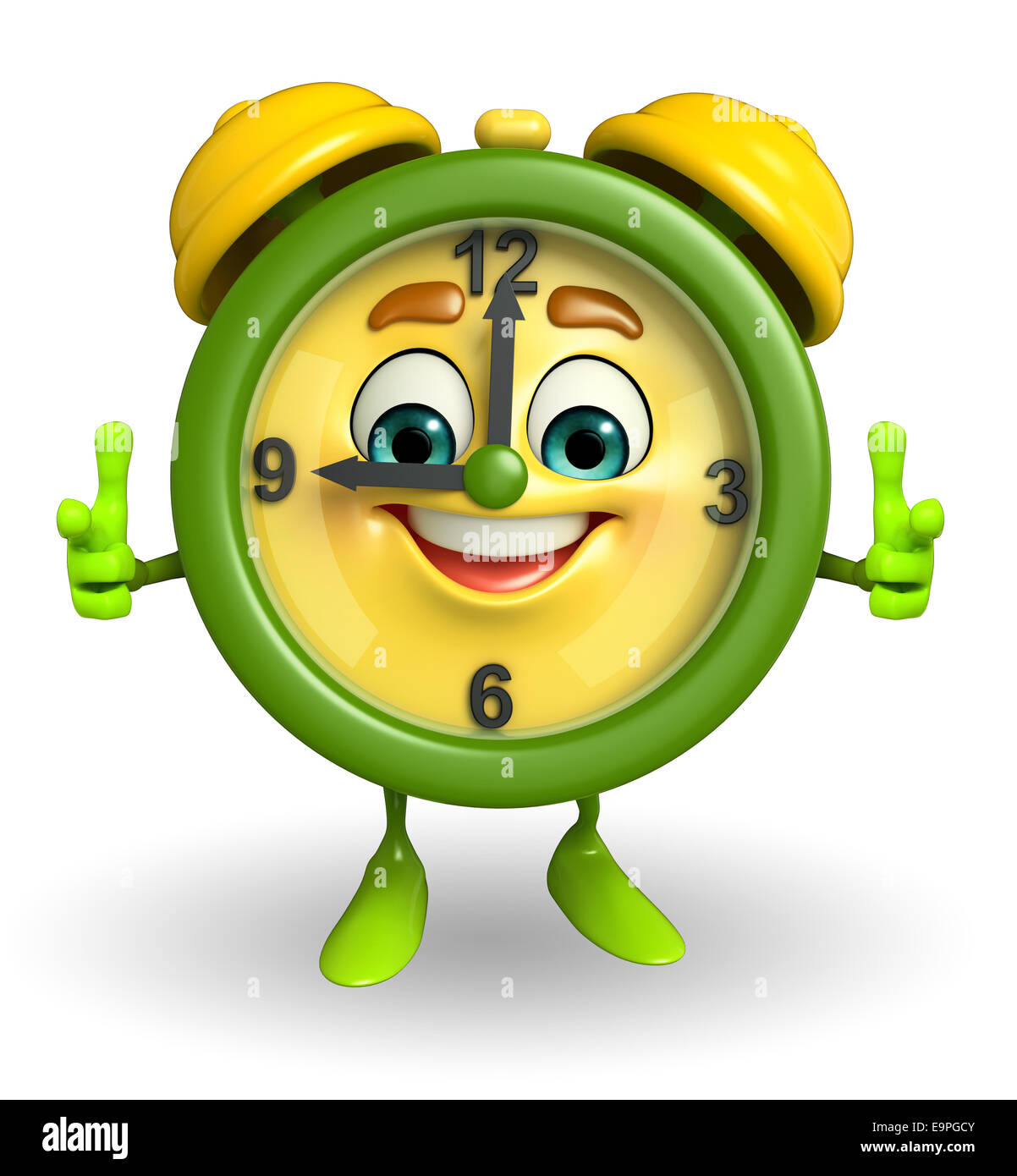 Cartoon Character of table clock with best sign Stock Photo - Alamy
