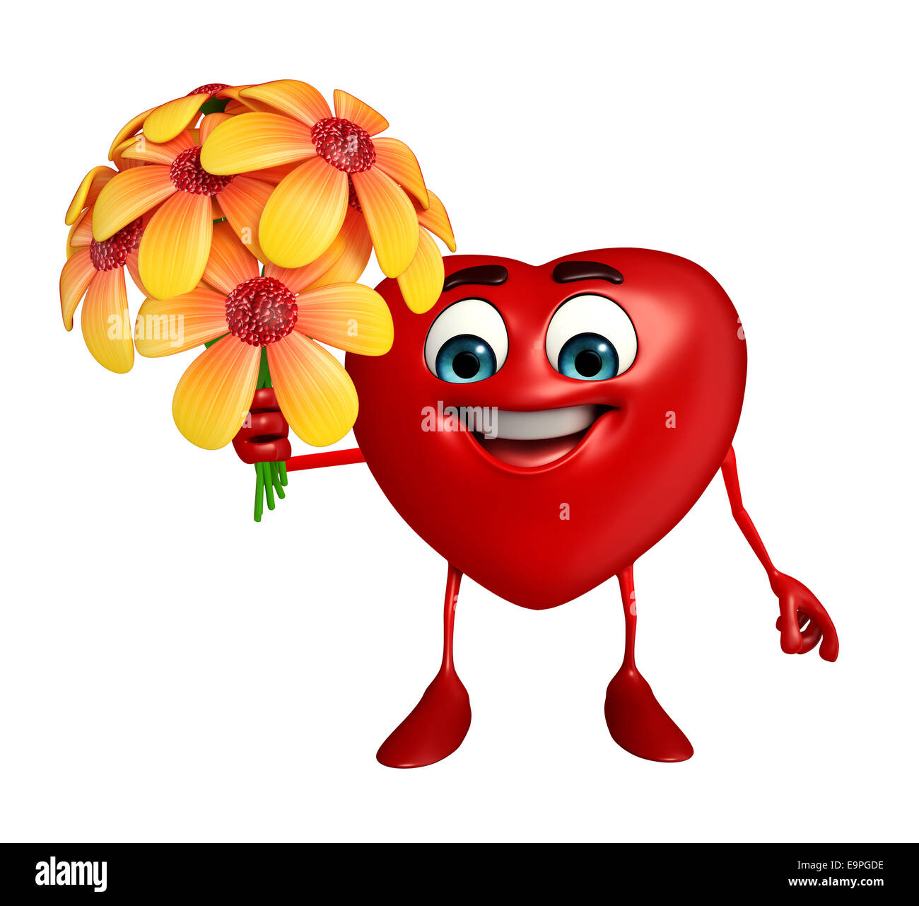 Cartoon Flowers And Hearts