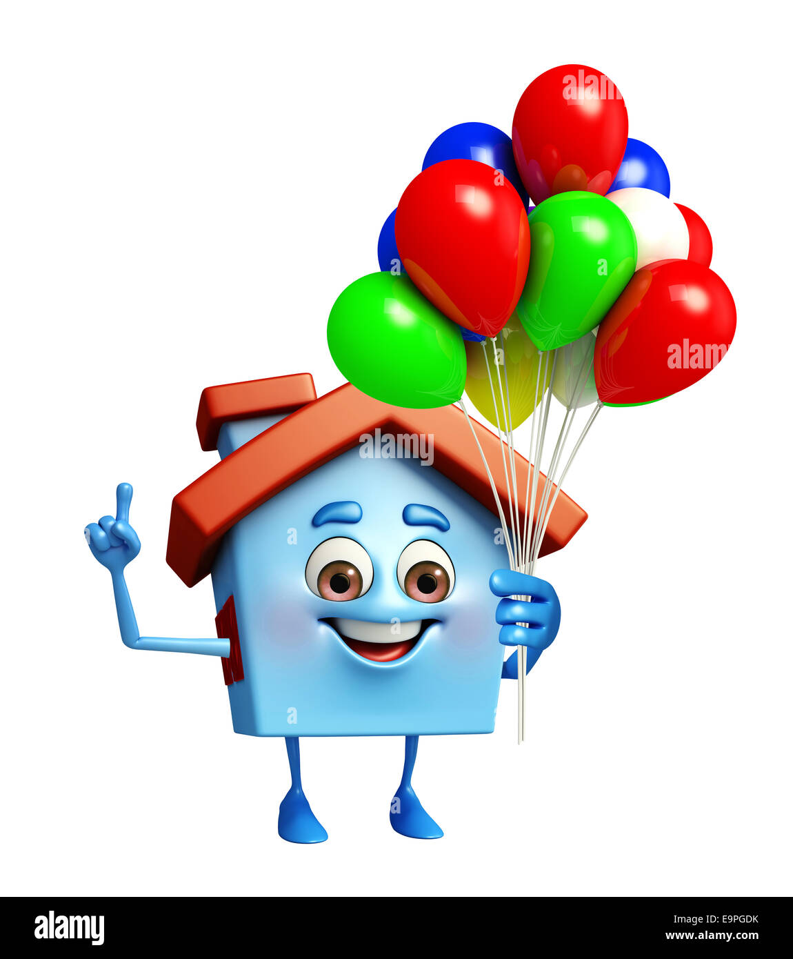 Cartoon Charcter of house with balloons Stock Photo - Alamy